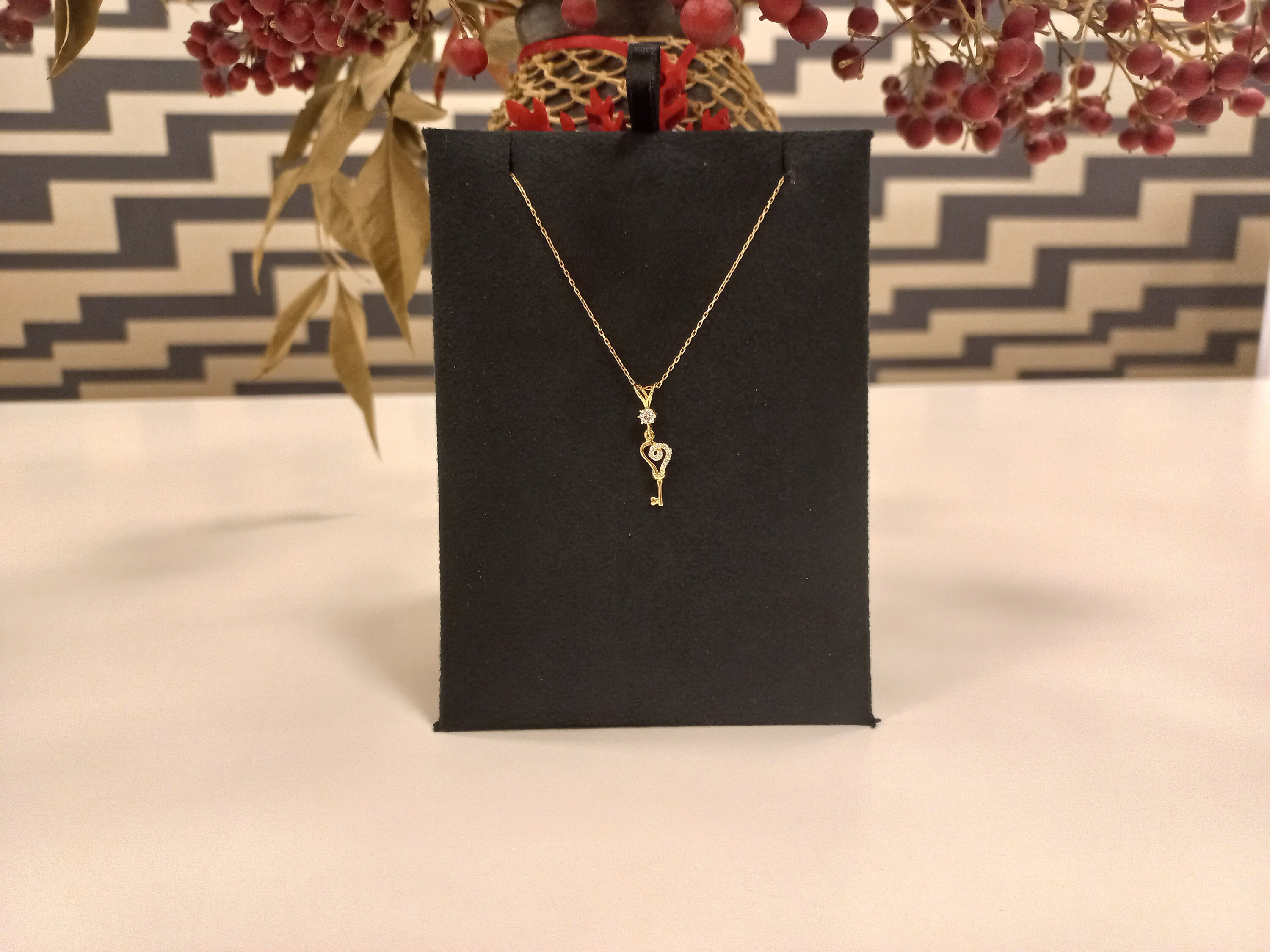 8K Gold Pendant, Small Key, Key Necklace, Key Heart, Gold Key, Mini Key ...