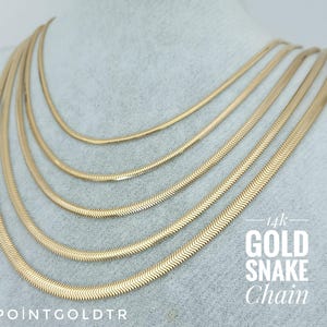 14K Solid Gold Snake Chain, Solid Gold Snake Bracelet, 14K Snake Chain ...