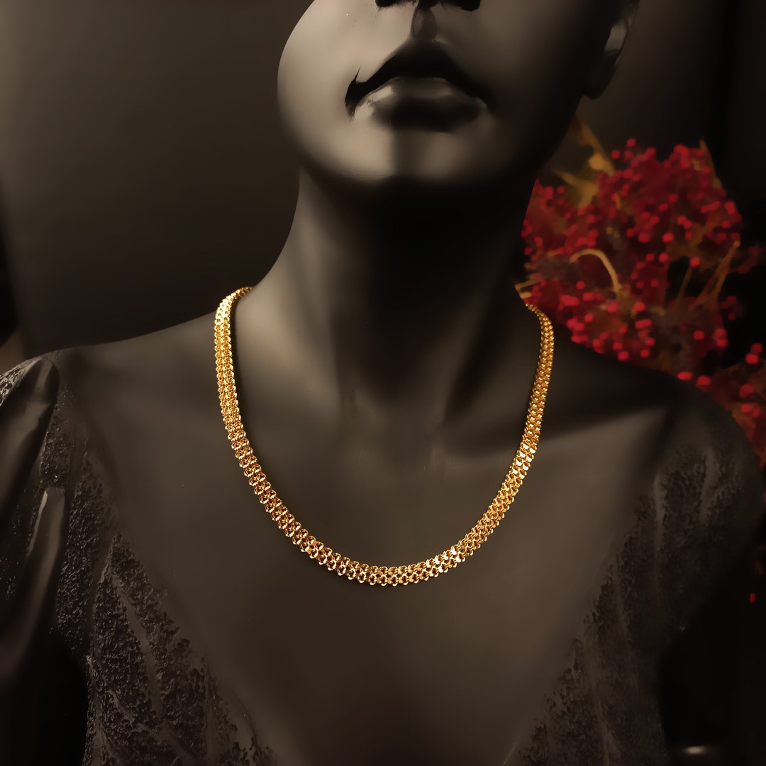 14K Gold Double Bismarck Chain, Europe Chain, Box Chain, İce Diamond ...