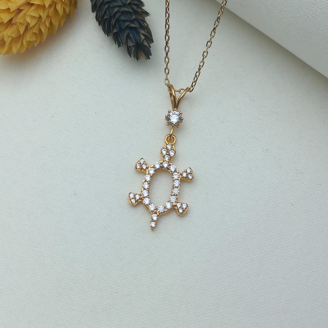 Gold Turtle Charm, Turtle Figure Jewelry, Cute Turtle Necklace, Turtle ...