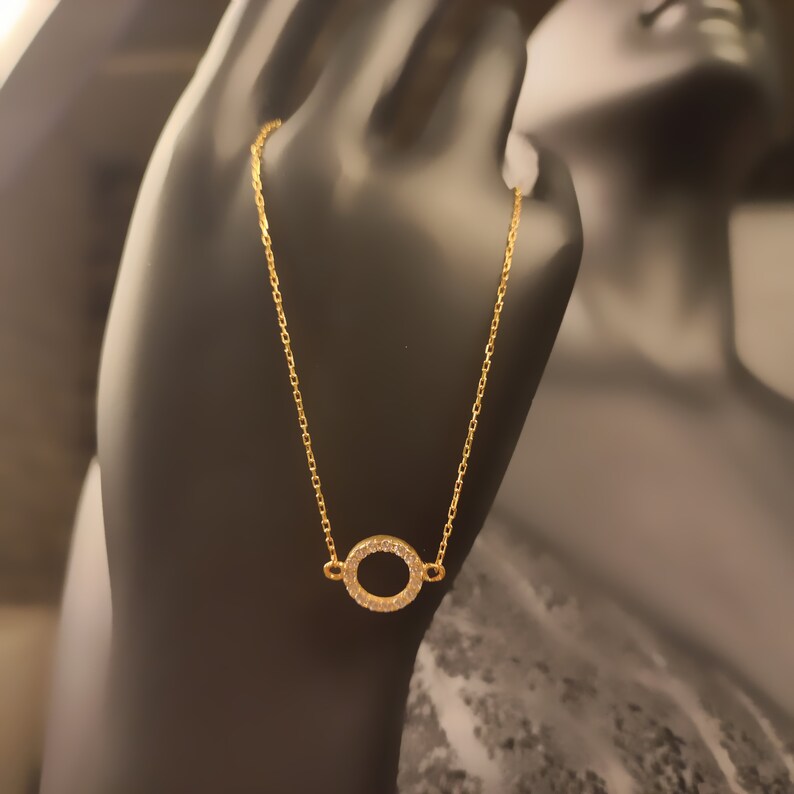 14K Gold Bangle, Circular Charm Bracelet, Round Symbol Bangle, Sphere ...