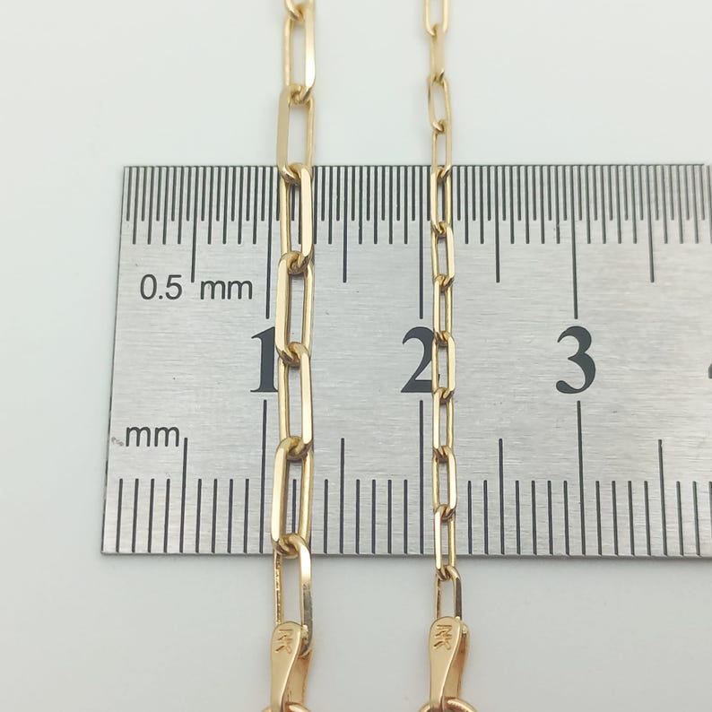 14K Gold Diamond Cut Solid Paperclip Chain, Solid Paperclip Bracelet ...