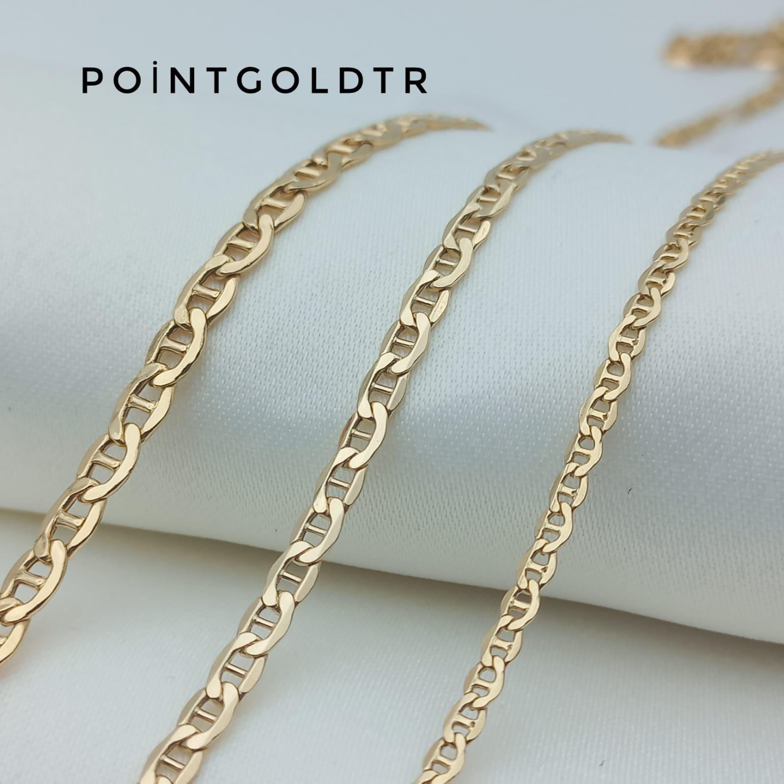 14K Gold Anchor Mariner Chain Necklace, Gold Mariner Bracelet, Men and ...