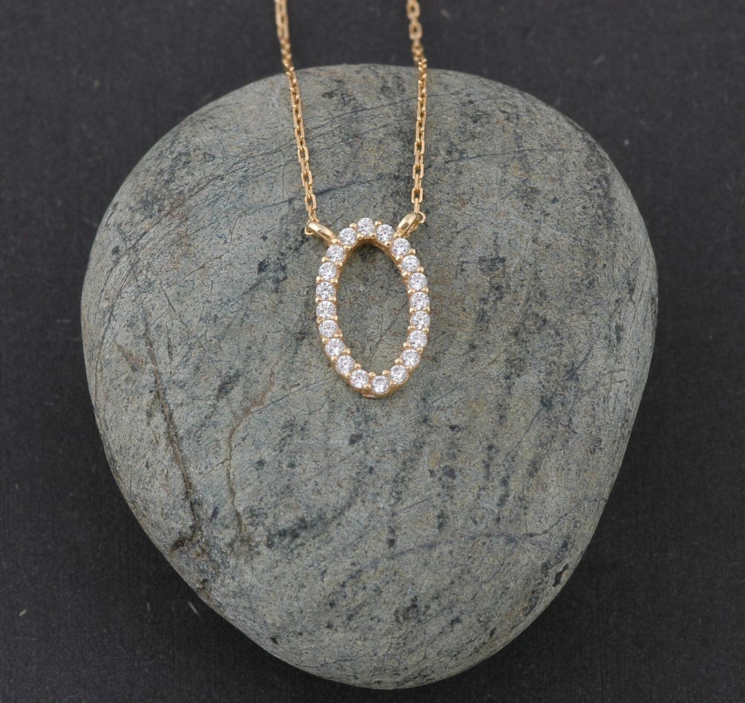 8K Gold Necklace, Sleek Oval Jewelry, Chic Oval-shaped Necklace, Modern ...