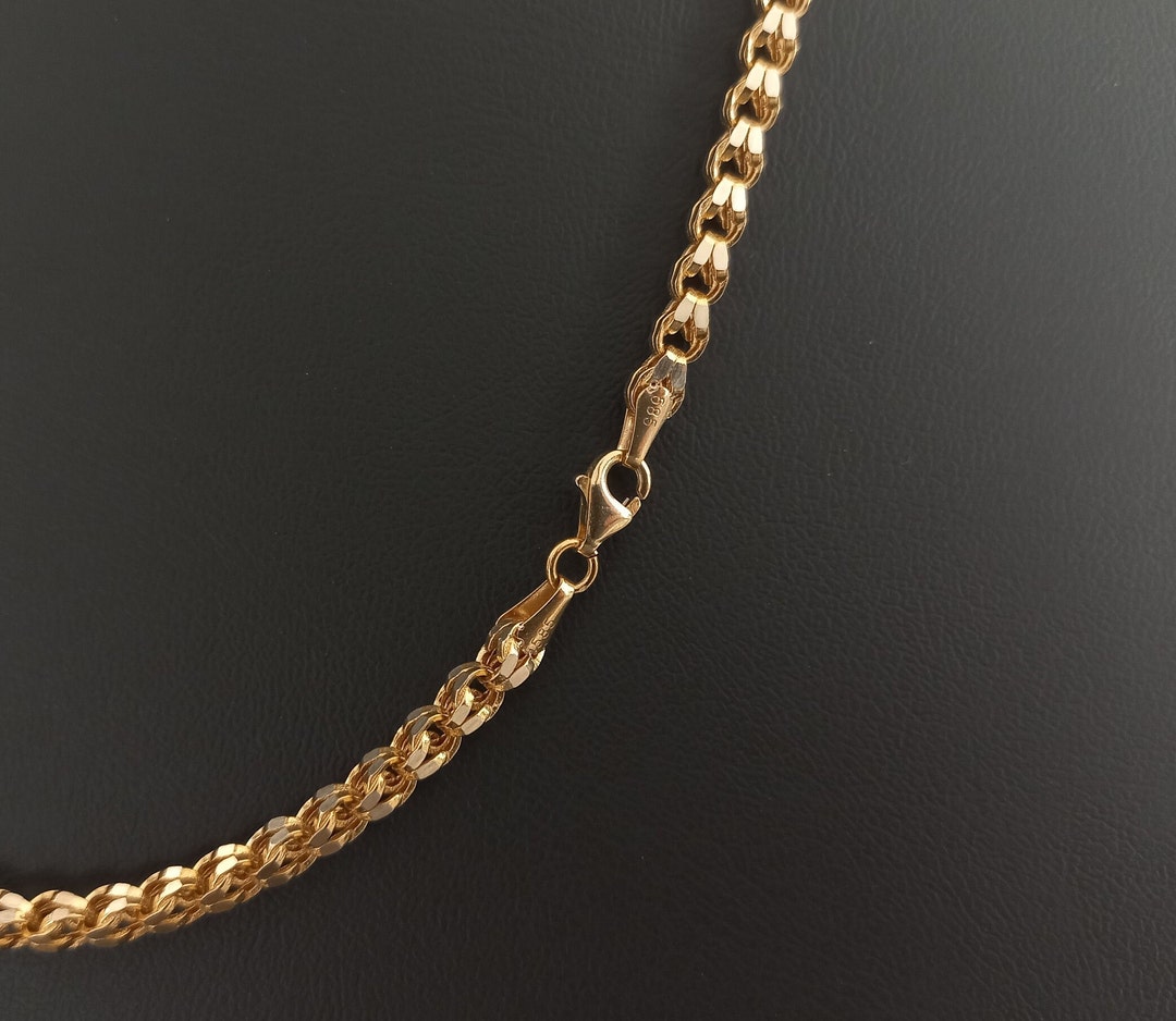 14K Gold Europe Chain, Europe Necklace, Box Chain, İce Diamond Cut ...