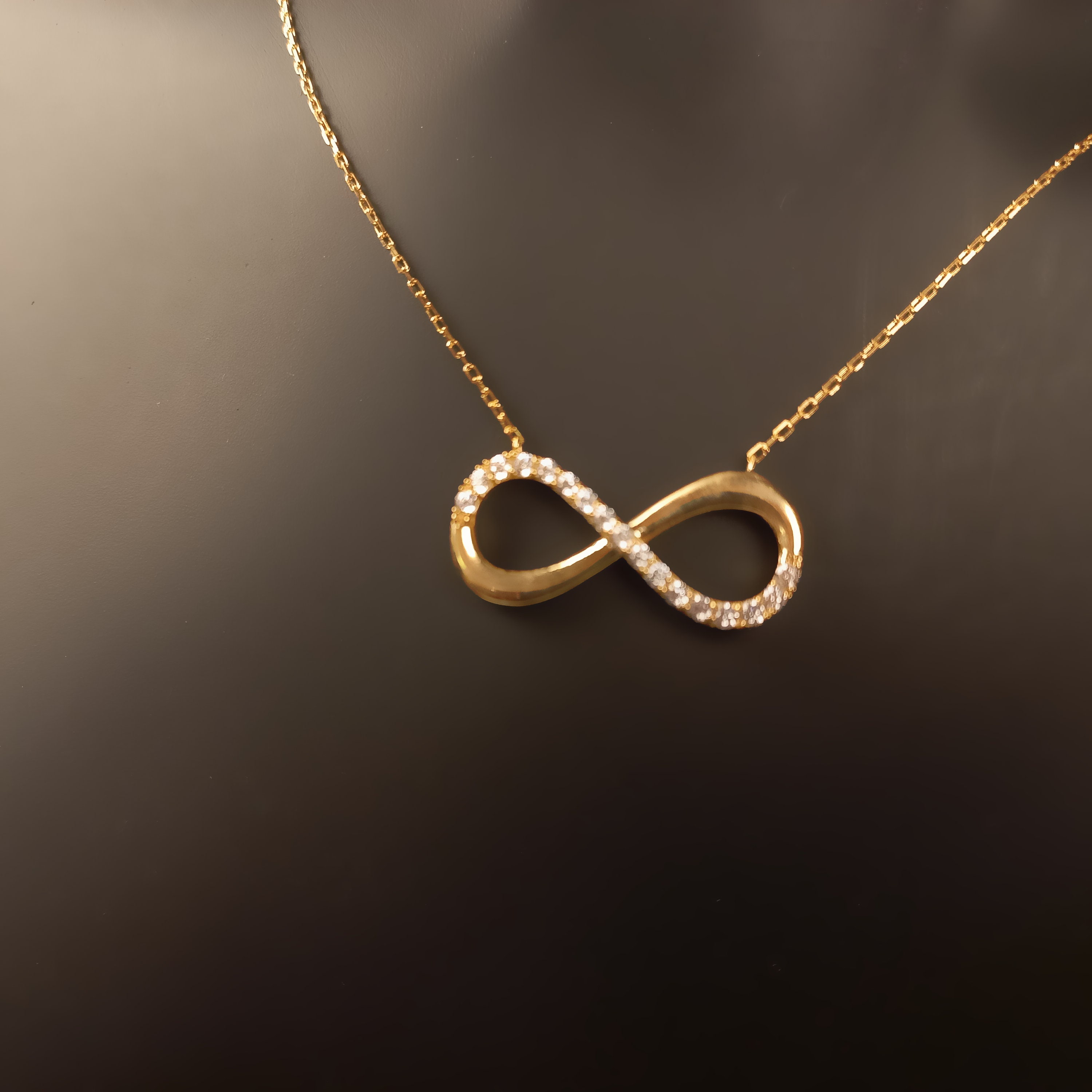 14K Gold Necklace, Infinity Symbol Necklace, Eternal Loop Pendant ...