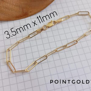 14K Gold Solid Paperclip Bracelet, 3.5mm Paperclip Bracelet, Solid ...