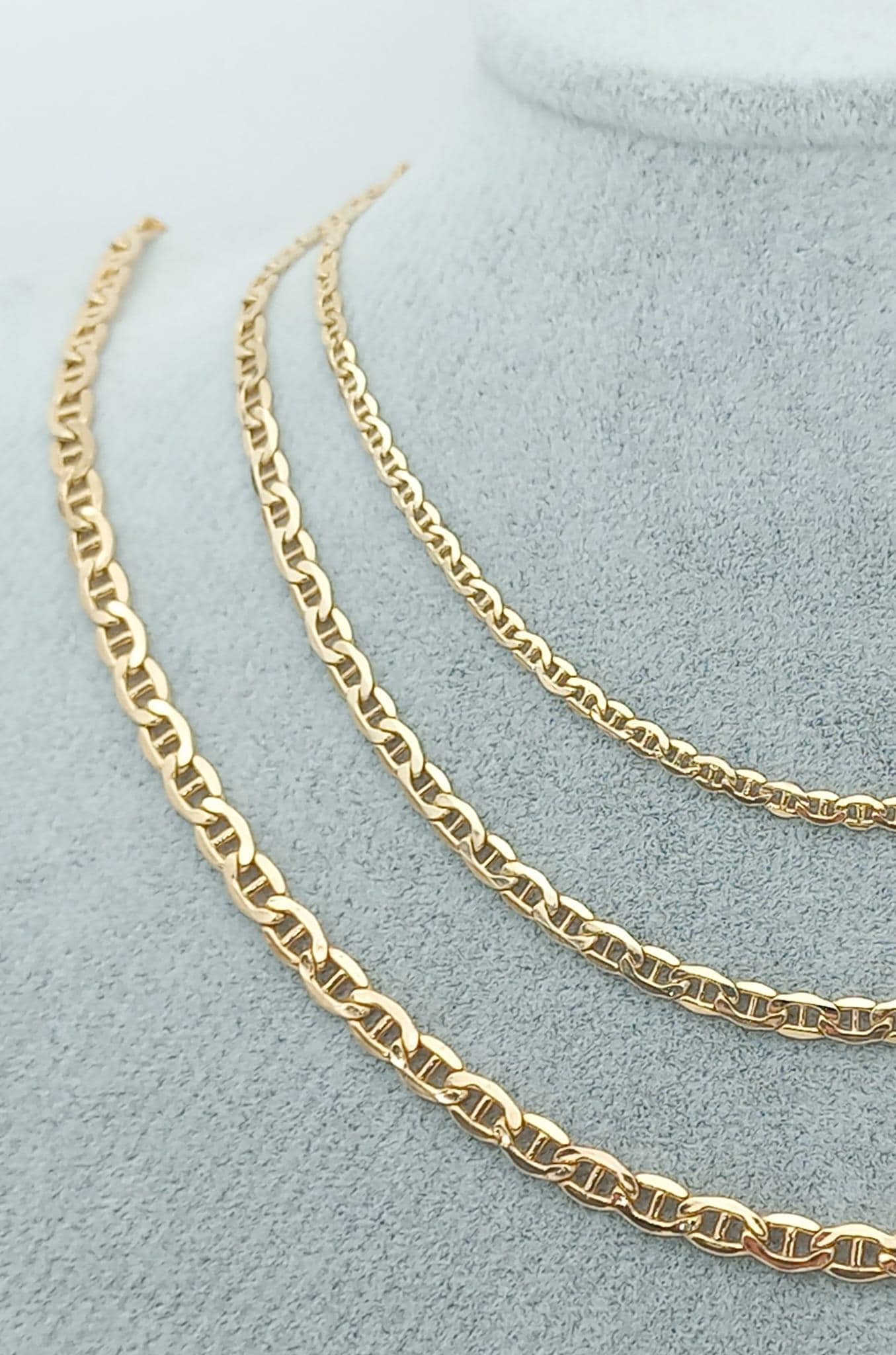 14K Gold Anchor Mariner Chain Necklace, Gold Mariner Bracelet, Men and ...