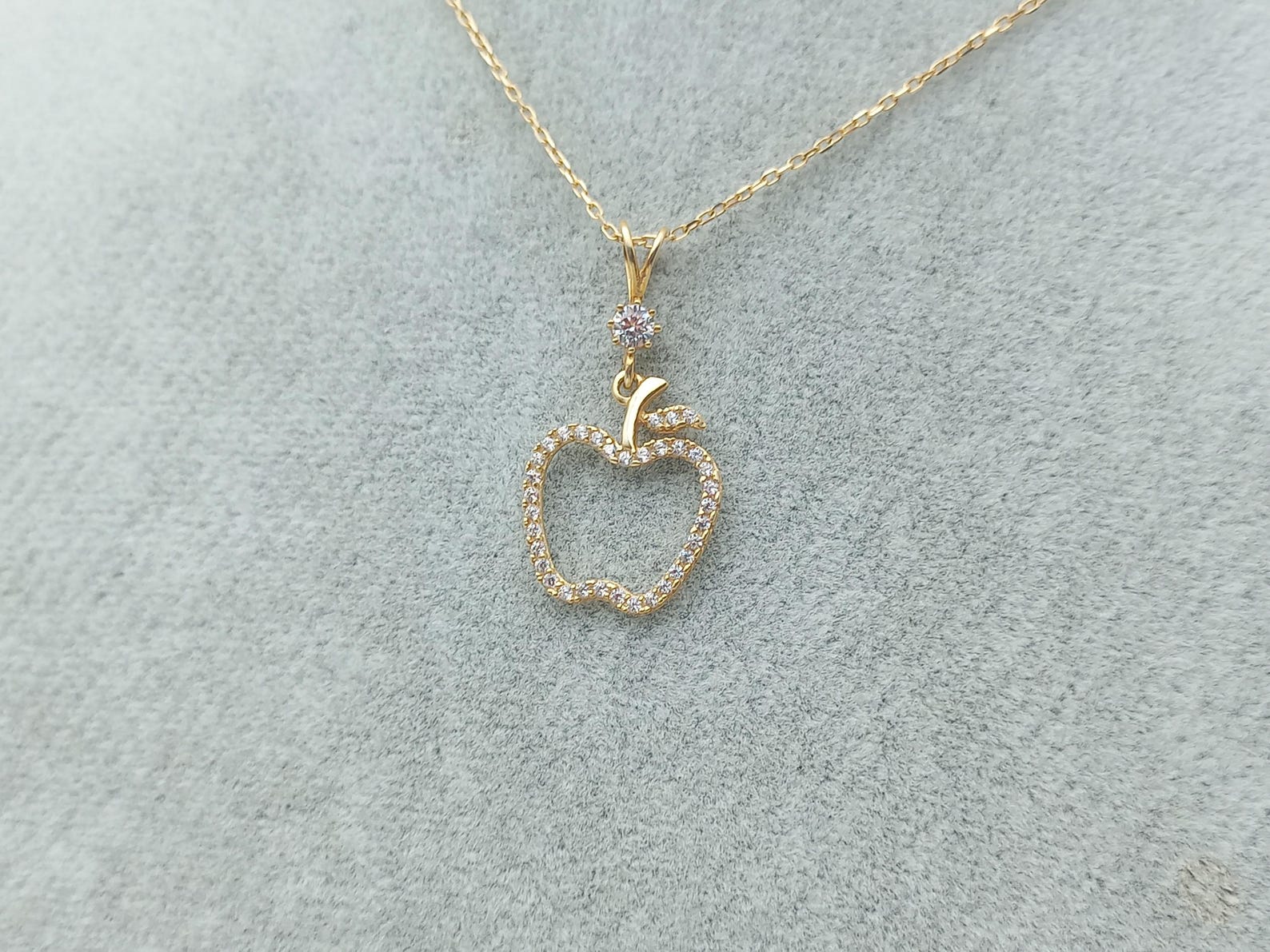 Gold Apple Pendant, Apple Charm Necklace, Gold Apple Charm, Elegant ...