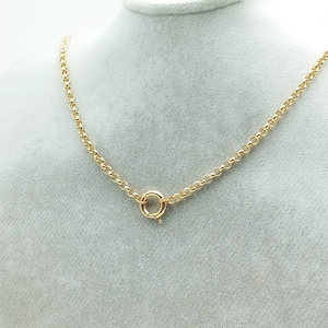 14K Gold Rolo Chain Sailor Claps, Spring Ring Claps Necklace, Rolo ...