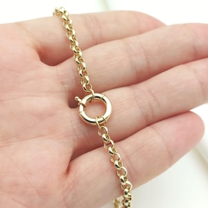 14K Gold Rolo Chain Sailor Claps, Spring Ring Claps Necklace, Rolo ...