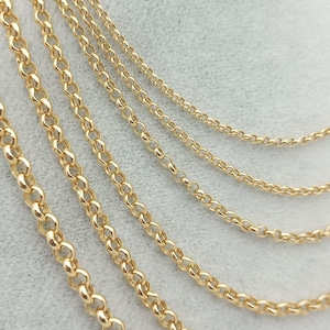 14K Gold Rolo Chain Necklace, Gold Rolo Bracelet, Gold Rolo Men and ...