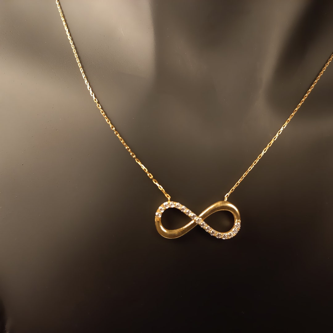 14K Gold Necklace, Infinity Symbol Necklace, Eternal Loop Pendant ...