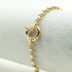 14K Gold Rolo Chain Sailor Claps, Spring Ring Claps Necklace, Rolo ...