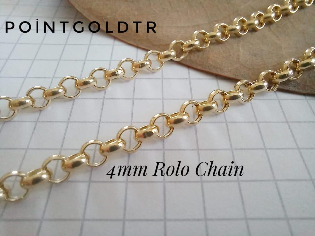 14K Gold Rolo Chain Necklace, Gold Rolo Bracelet, Gold Rolo Men and ...