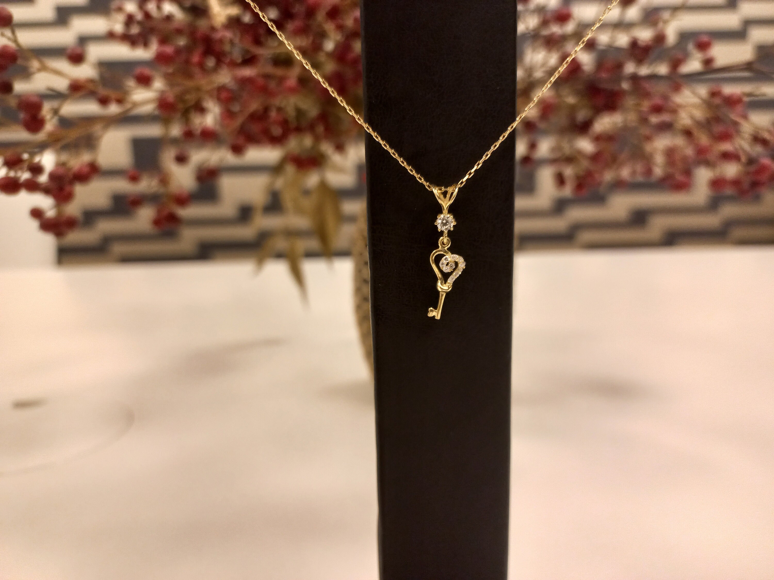 8K Gold Pendant, Small Key, Key Necklace, Key Heart, Gold Key, Mini Key ...