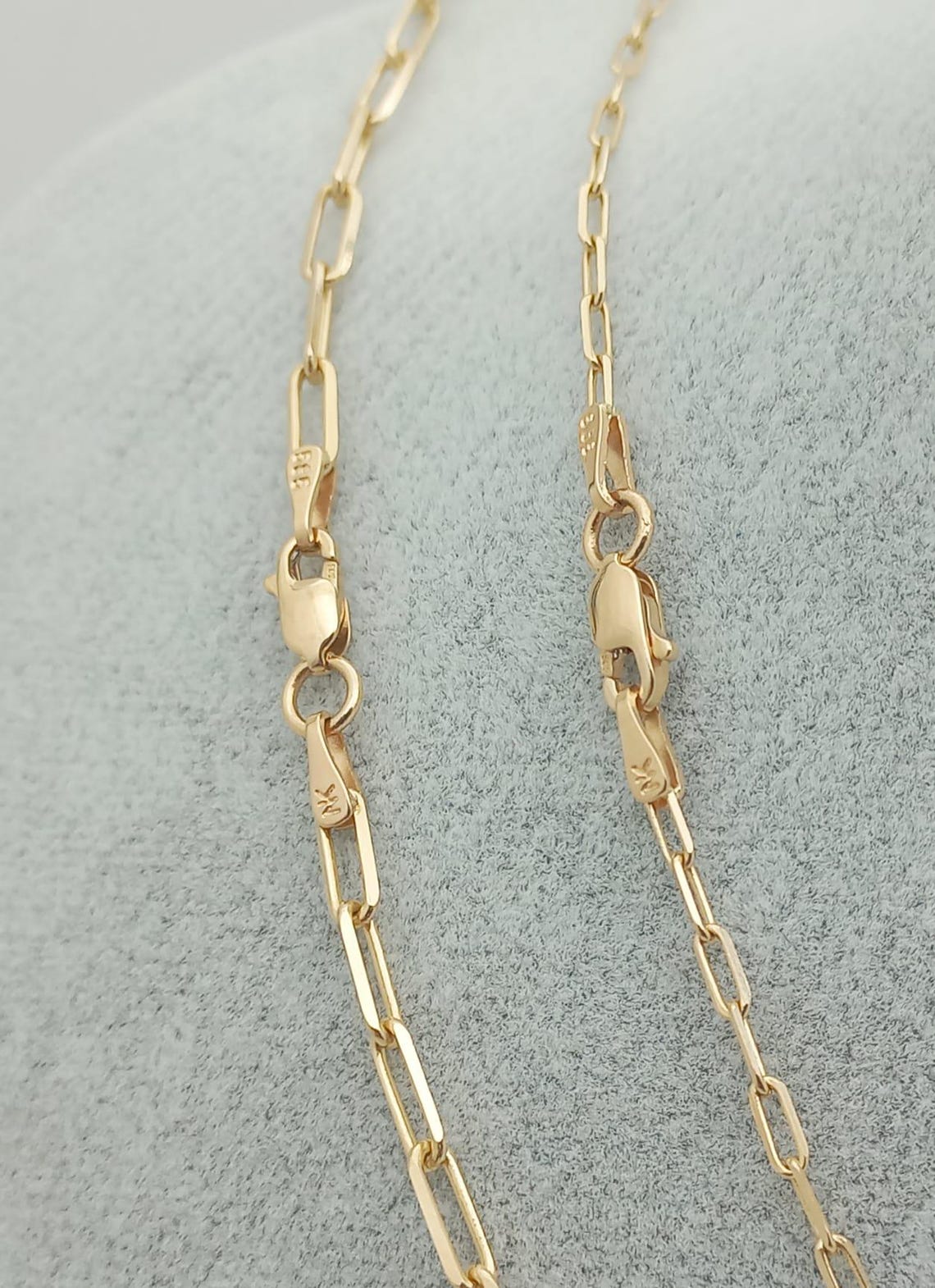 14K Gold Diamond Cut Solid Paperclip Chain, Solid Paperclip Bracelet ...