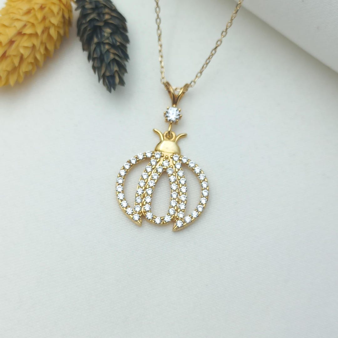 Gold Ladybird Necklace, 14k Ladybird Pendant, Special Ladybird, Gold ...