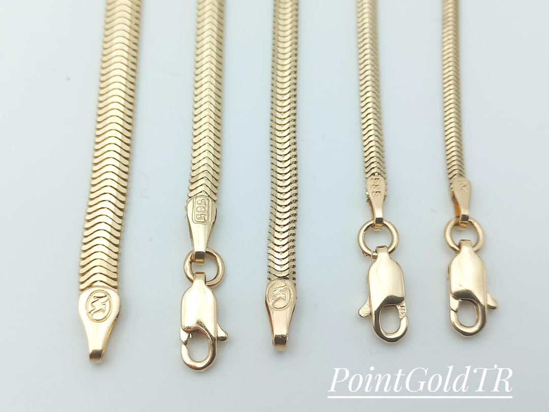 14K Solid Gold Snake Chain, Solid Gold Snake Bracelet, 14K Snake Chain ...