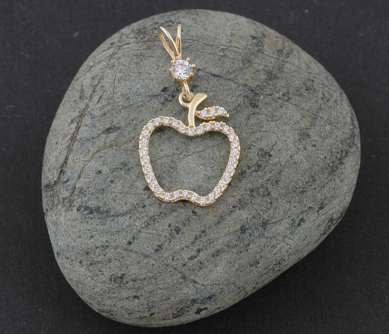 Gold Apple Pendant, Apple Charm Necklace, Gold Apple Charm, Elegant ...