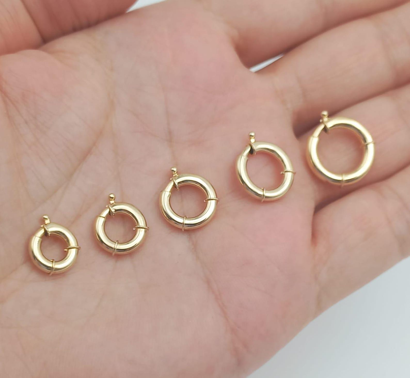 14K Solid Gold Sailor Claps, Gold Spring Ring Sailor Claps, Gold ...