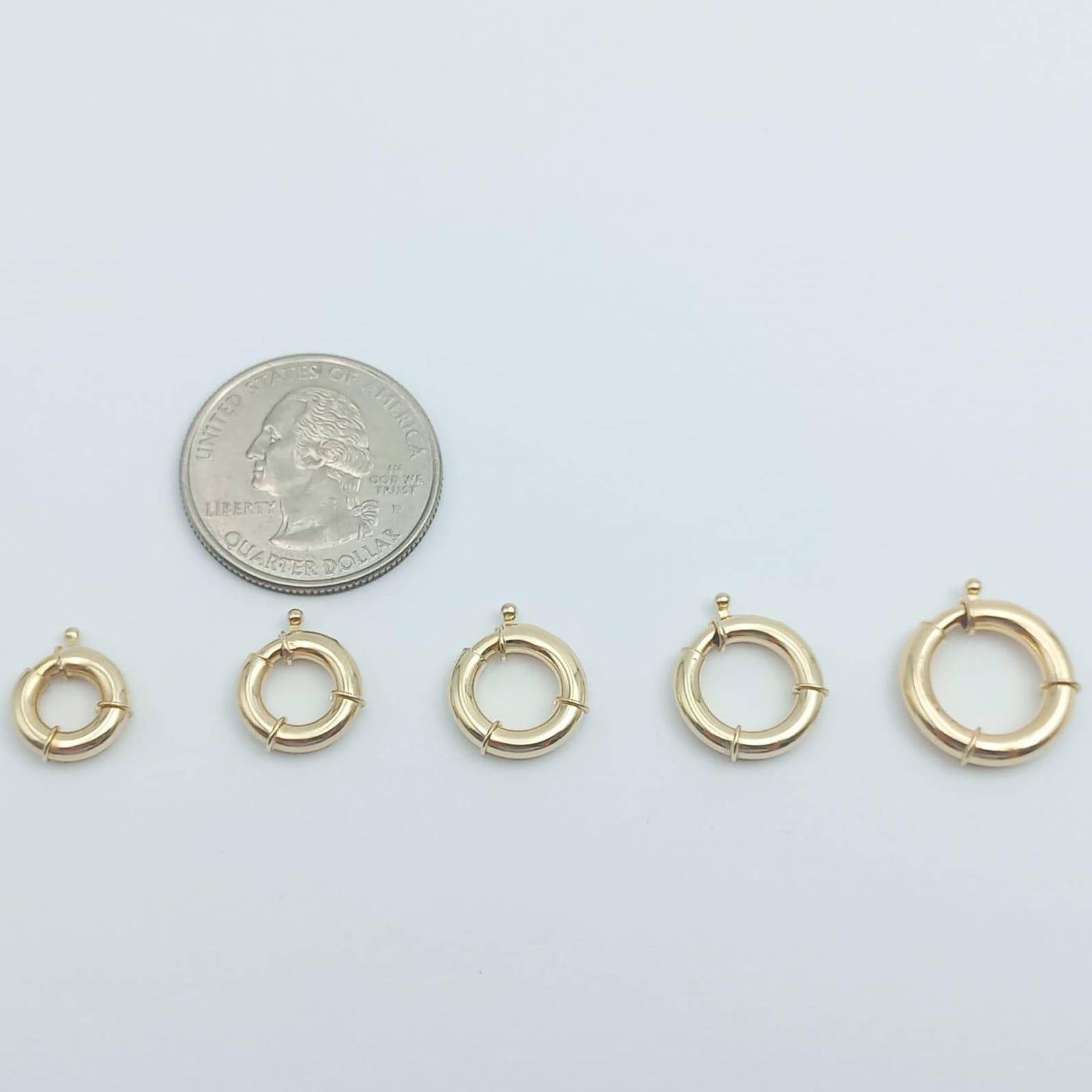 14K Solid Gold Sailor Claps, Gold Spring Ring Sailor Claps, Gold ...