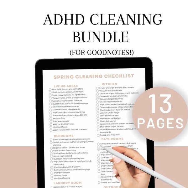 ADHD Tidy Cards Organizing Room Cards Cleaning Checklists for Home ...