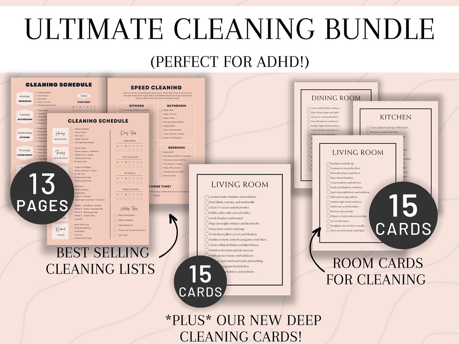 ADHD Cleaning Checklist Room Cleaning Cards for ADHD ADHD Cleaning Tips ...