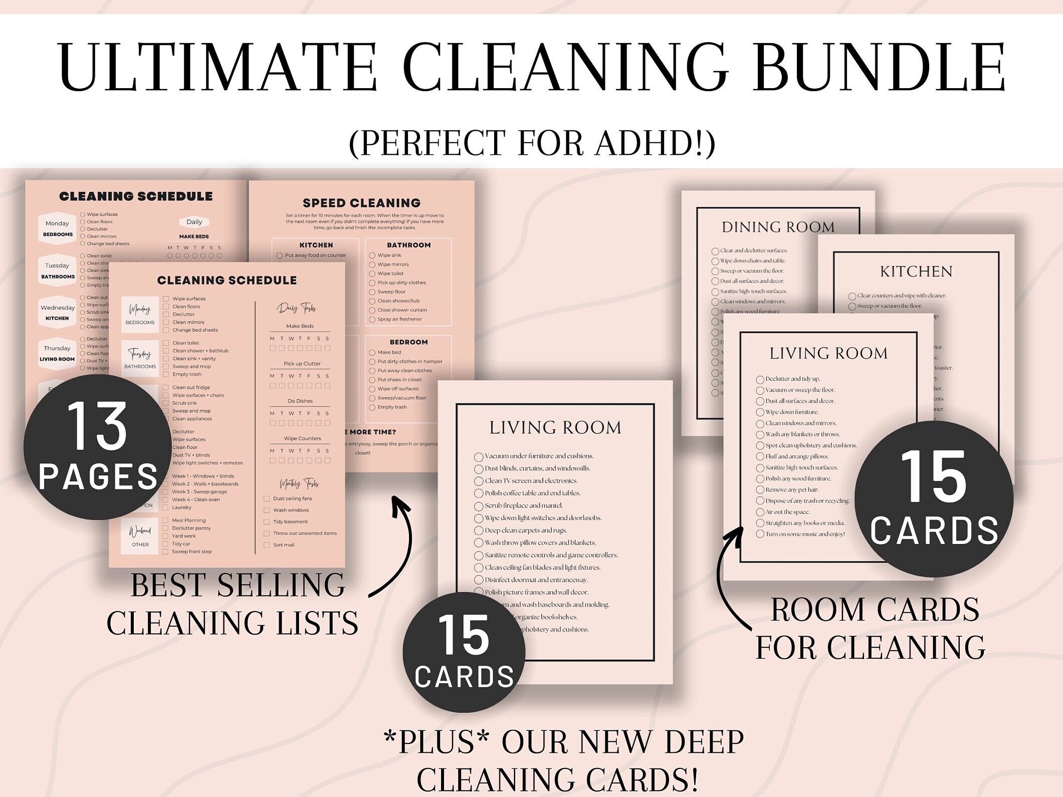 ADHD Cleaning Checklist | Room Cleaning Cards for ADHD | ADHD Cleaning ...