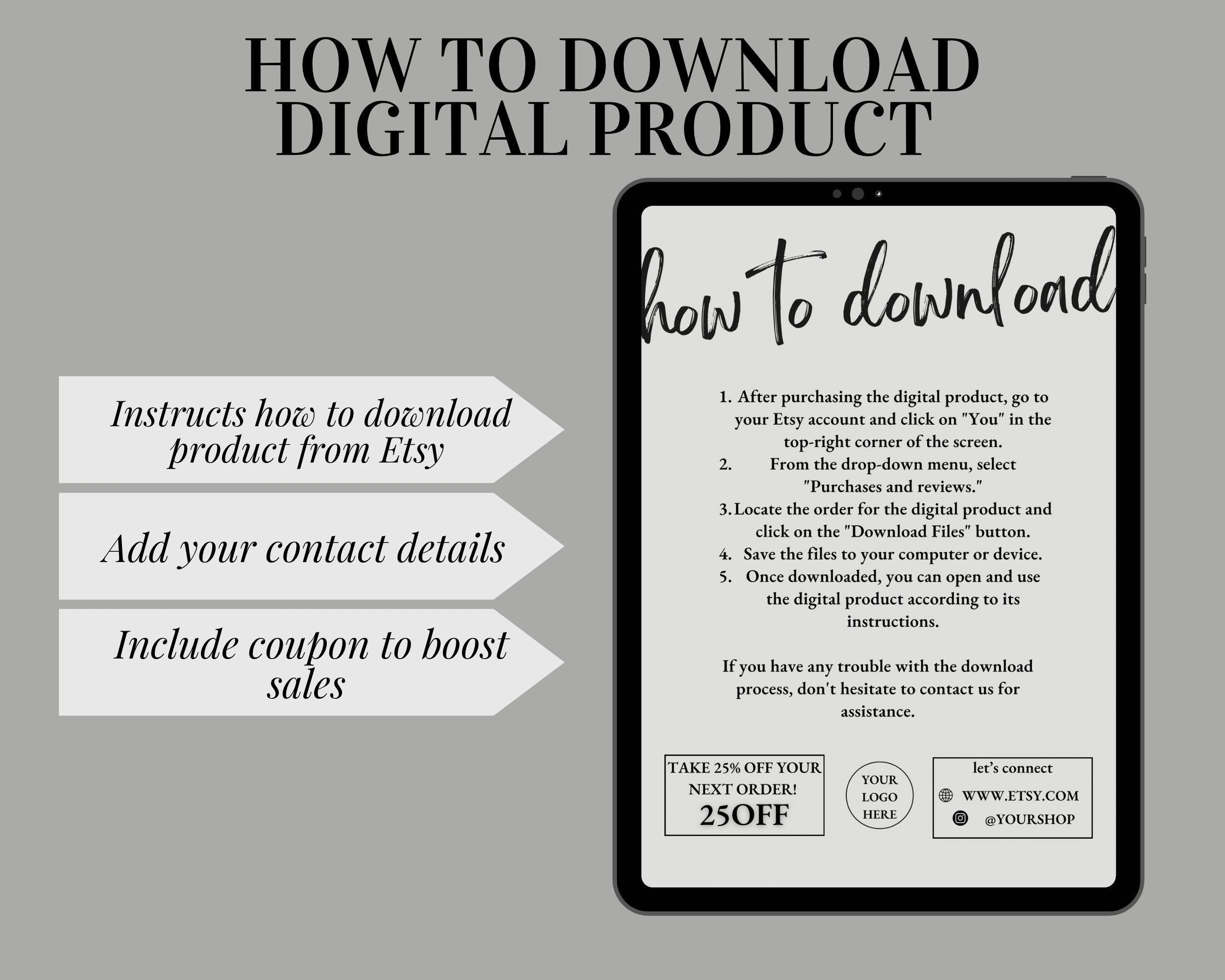 Etsy Digital Product Templates, Thank You Note for Digital Downloads ...