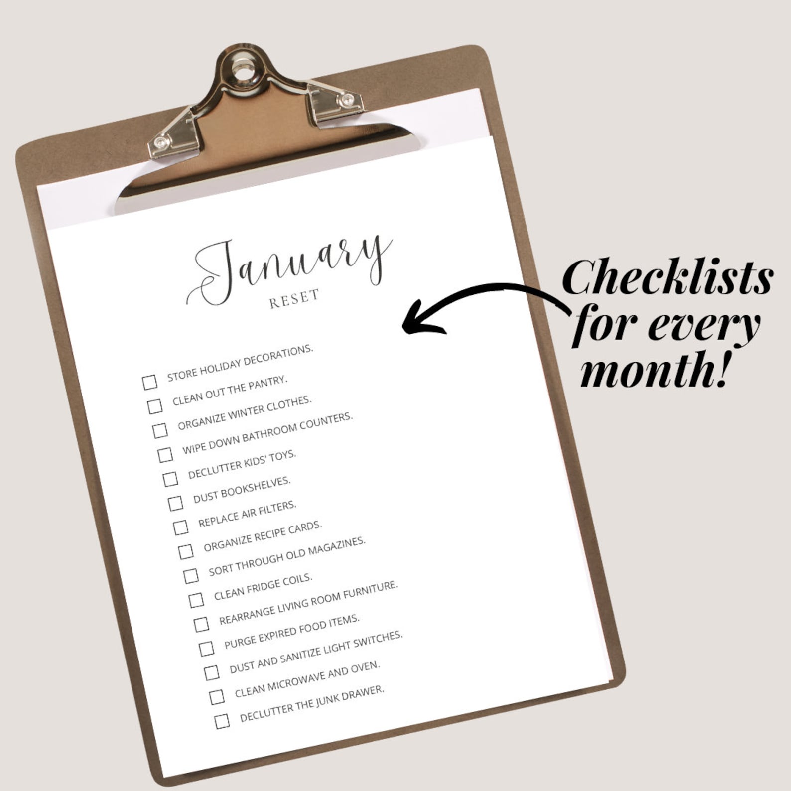 ADHD Monthly Reset Cleaning Checklist | Month Reset Chores List ...