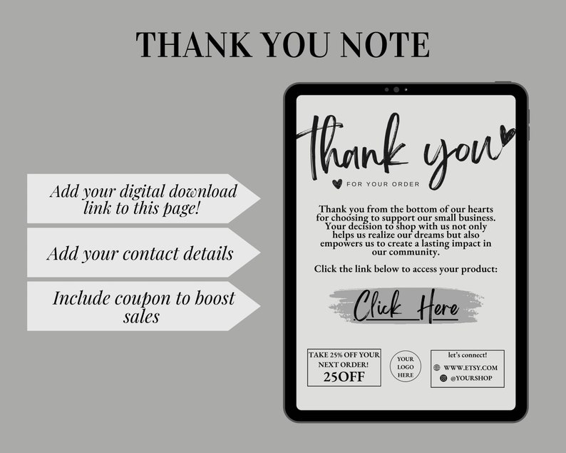 Etsy Digital Product Templates, Thank You Note for Digital Downloads ...