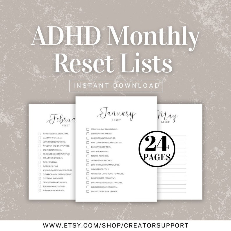 ADHD Monthly Reset Cleaning Checklist | Month Reset Chores List ...