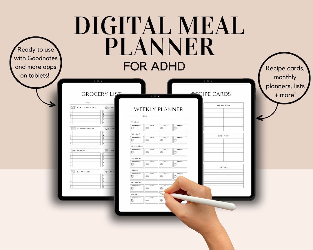 Digital Meal Plan Gooodnotes, Notability, Weekly Meal Planner, Food ...