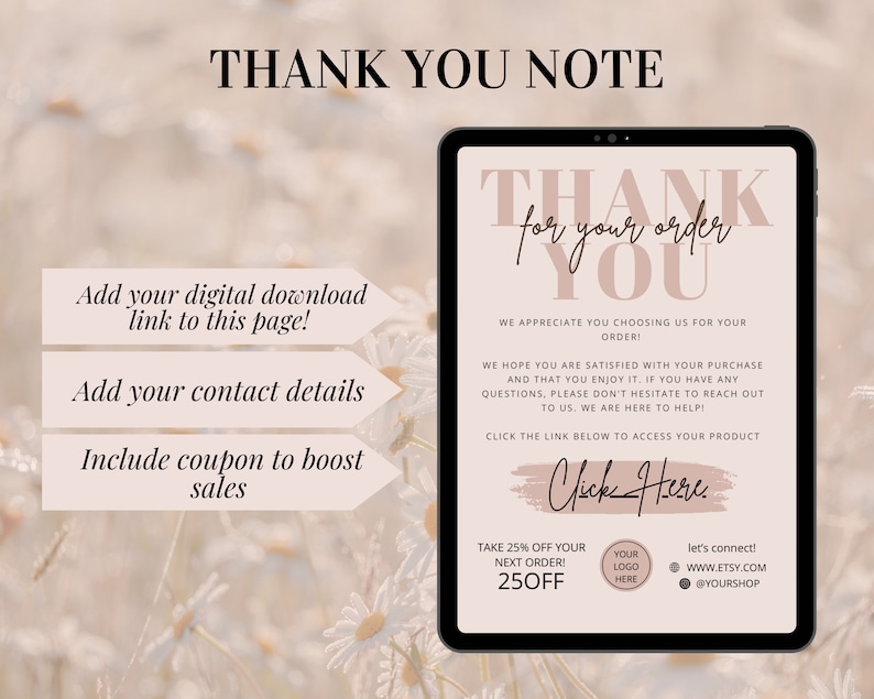 Etsy Digital Product Templates, Thank You Note for Digital Downloads ...