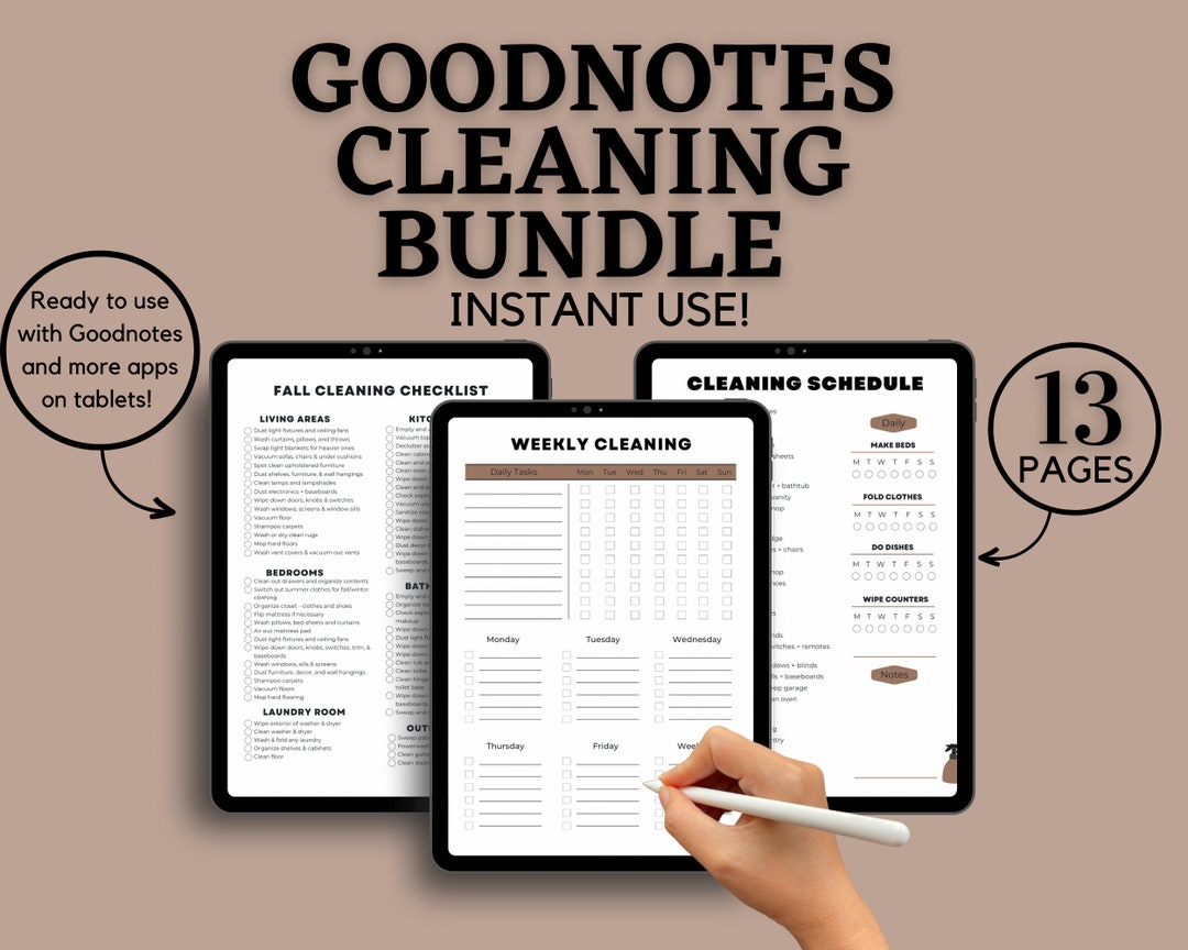PDF Cleaning Checklist for Goodnotes Tablet iPad Apps | ADHD Chore ...