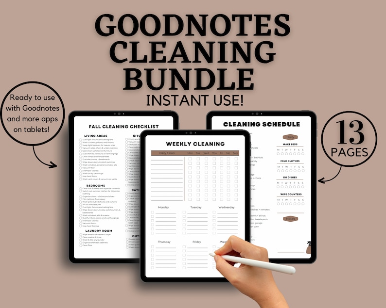PDF Cleaning Checklist for Goodnotes Tablet iPad Apps | ADHD Chore ...