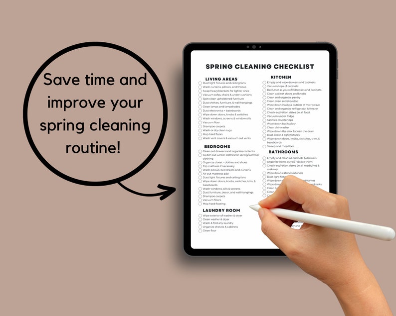 PDF Cleaning Checklist for Goodnotes Tablet iPad Apps | ADHD Chore ...