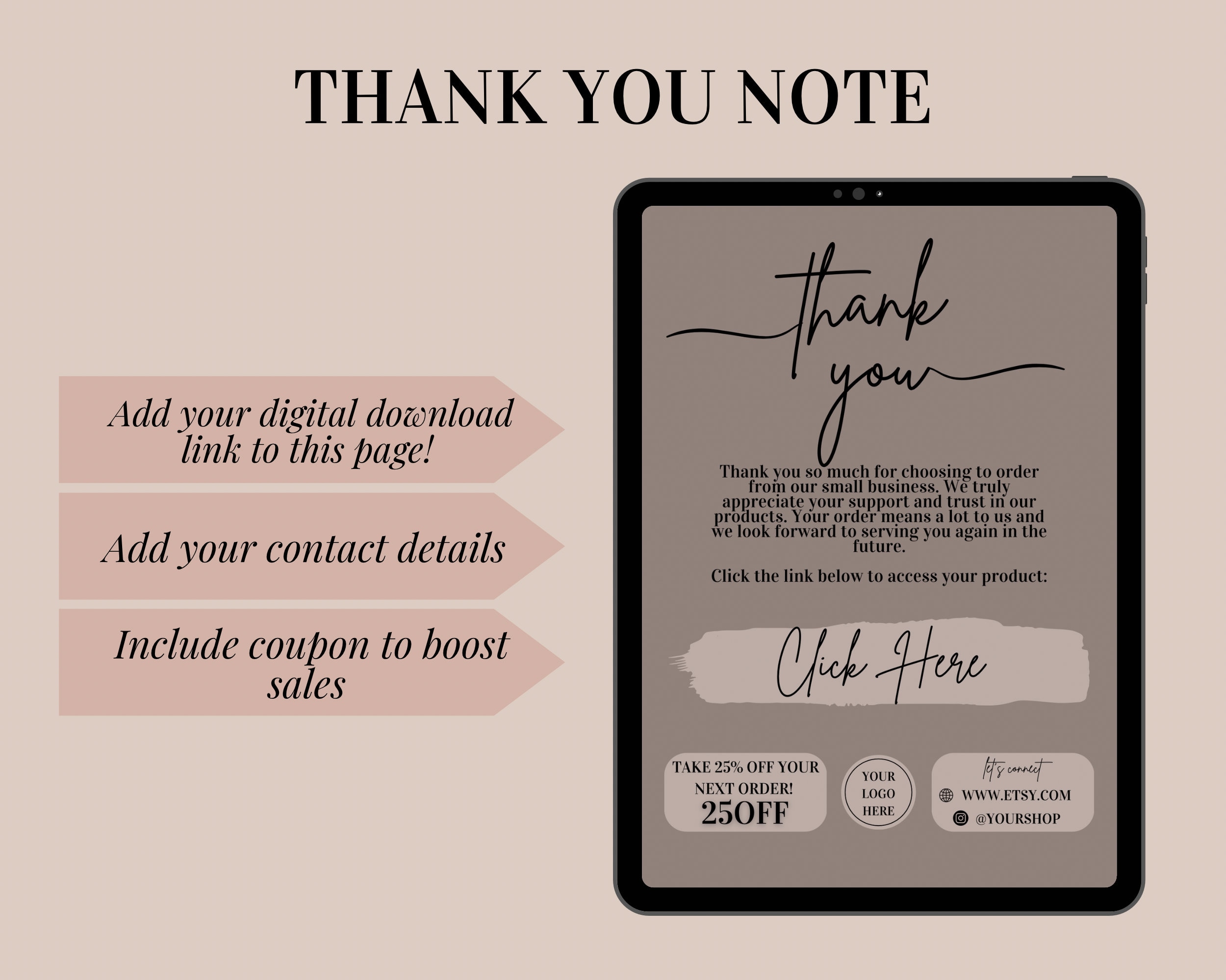Etsy Digital Product Templates Thank You Note for Digital - Etsy
