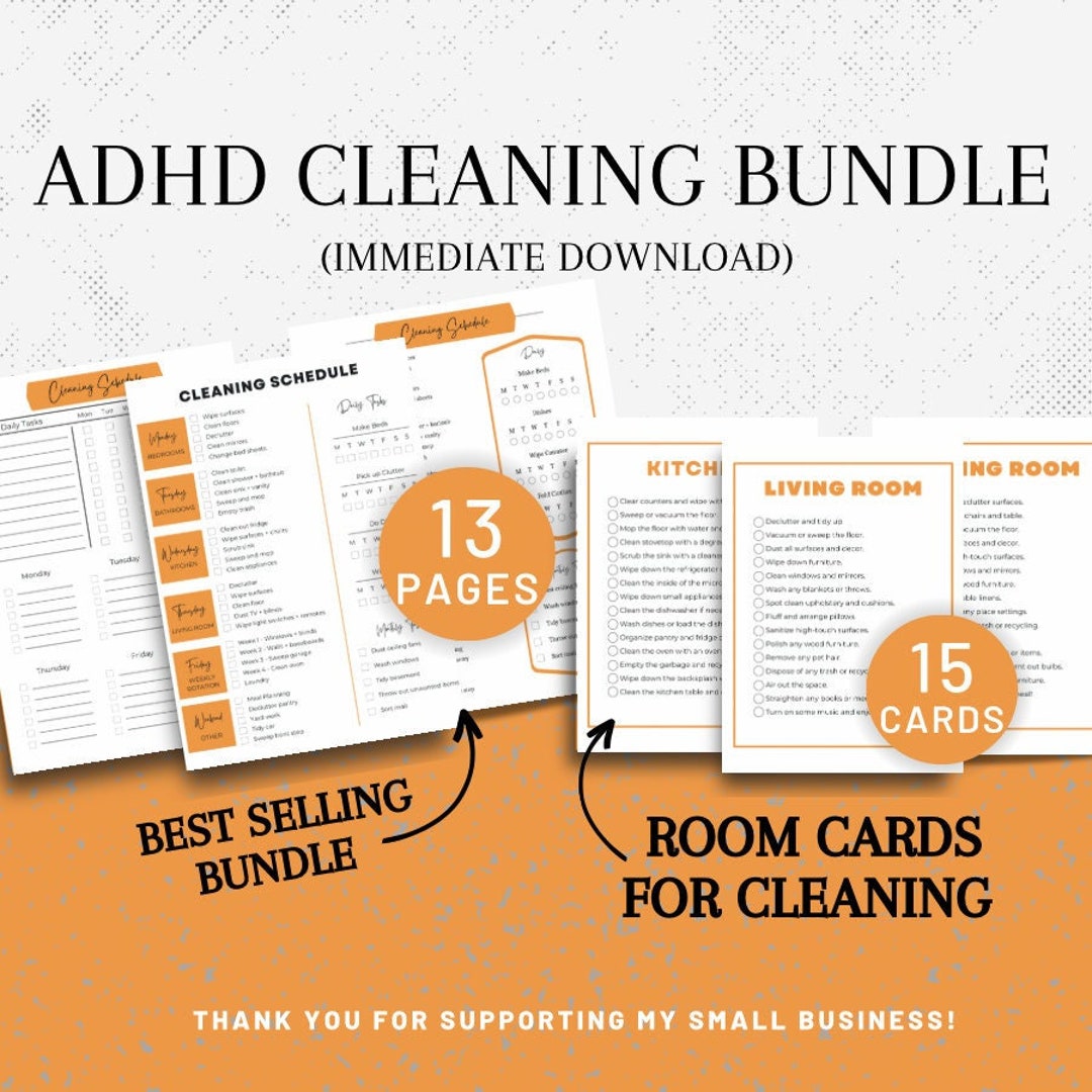 ADHD Cleaning Checklist Room Cleaning Cards for ADHD ADHD Cleaning Tips ...