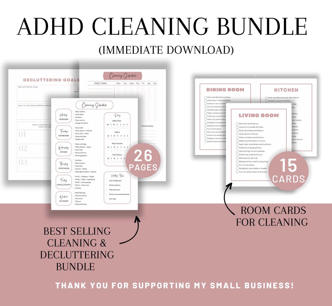 ADHD Cleaning Bundle | Room Cleaning Cards for ADHD | ADHD Cleaning ...