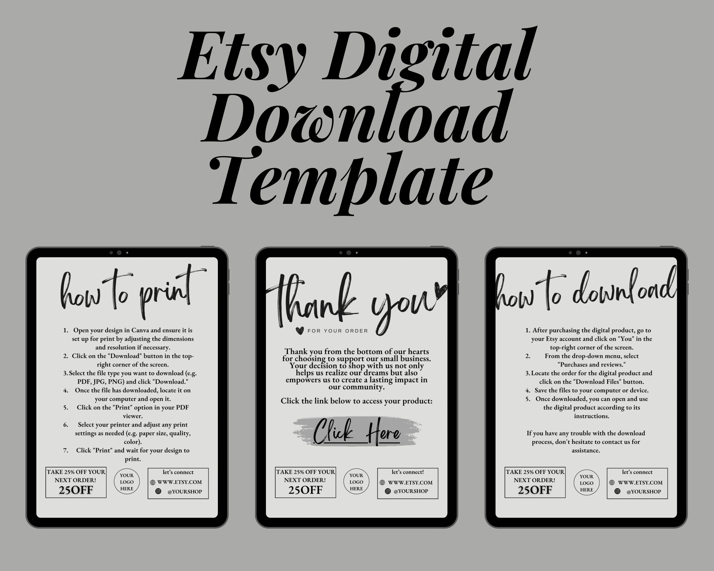 Etsy Digital Product Templates, Thank You Note for Digital Downloads ... Etsy Digital Product Templates, Thank You Note for Digital Downloads ...