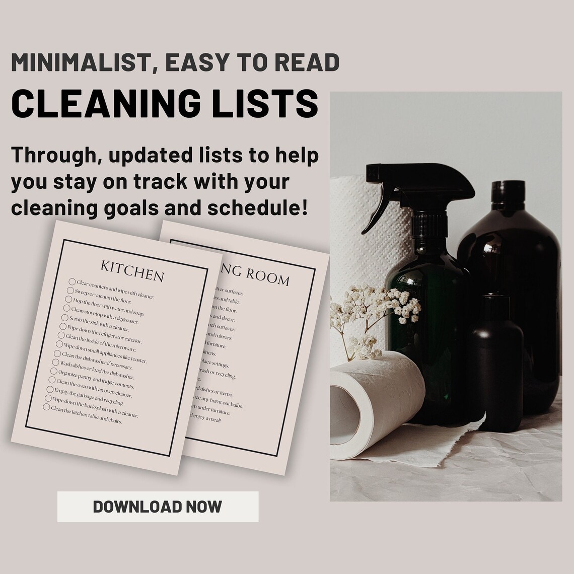 ADHD Cleaning Checklist Cards | Deep Cleaning Cards | Spring Cleaning ...