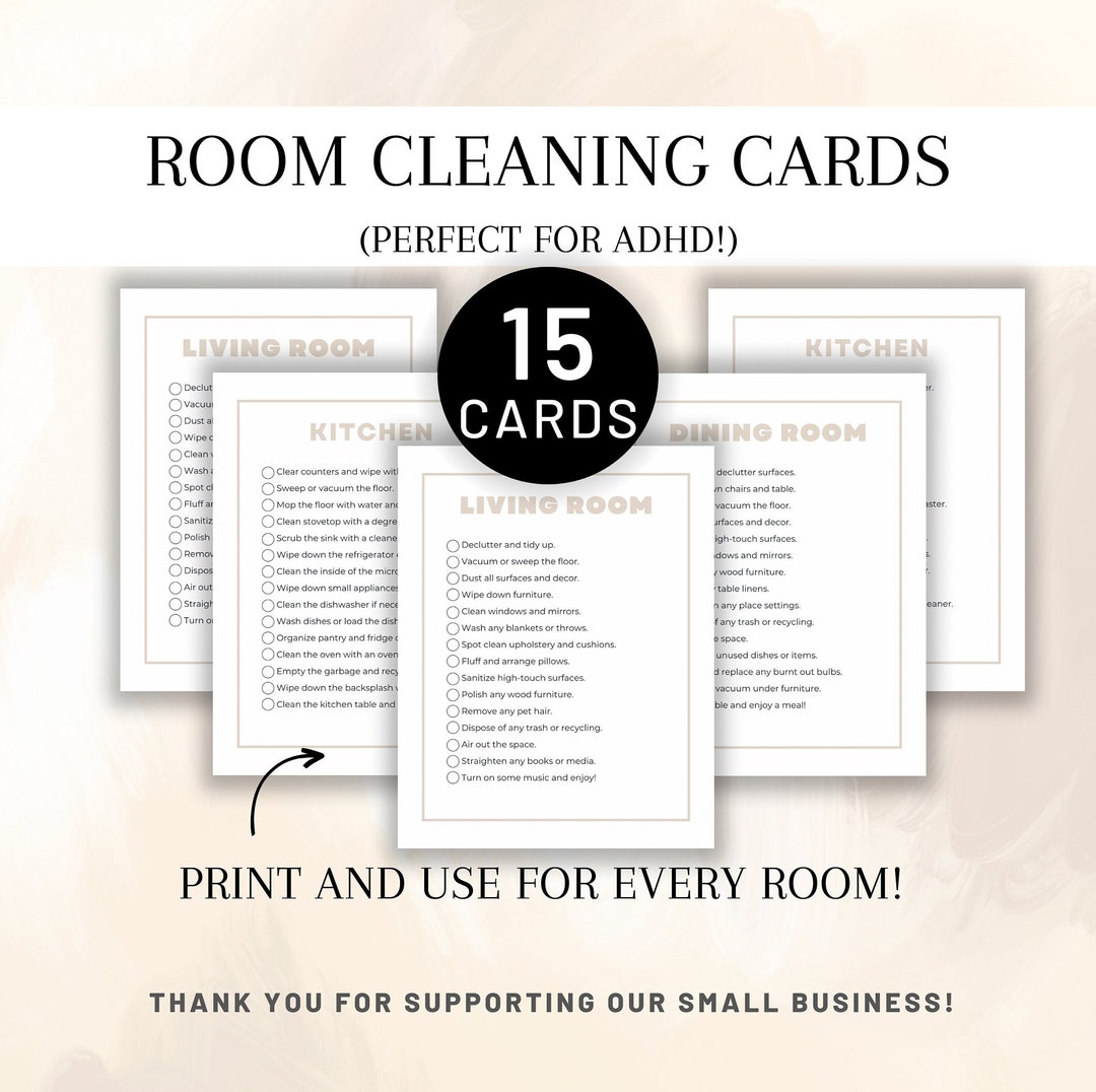 ADHD Cleaning Cards | Deep Cleaning List | Spring Cleaning Cards ...