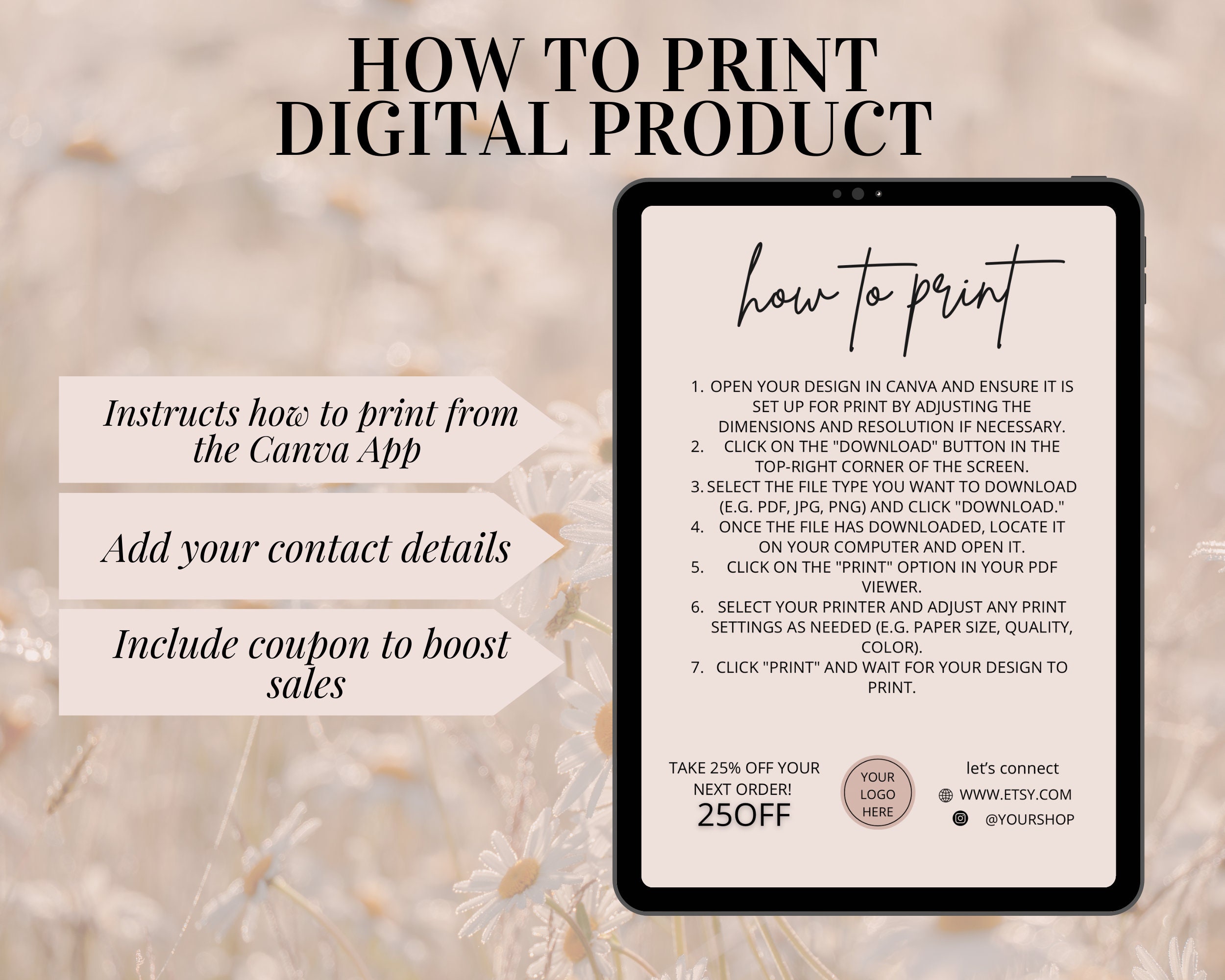 Etsy Digital Product Templates, Thank You Note for Digital Downloads ...