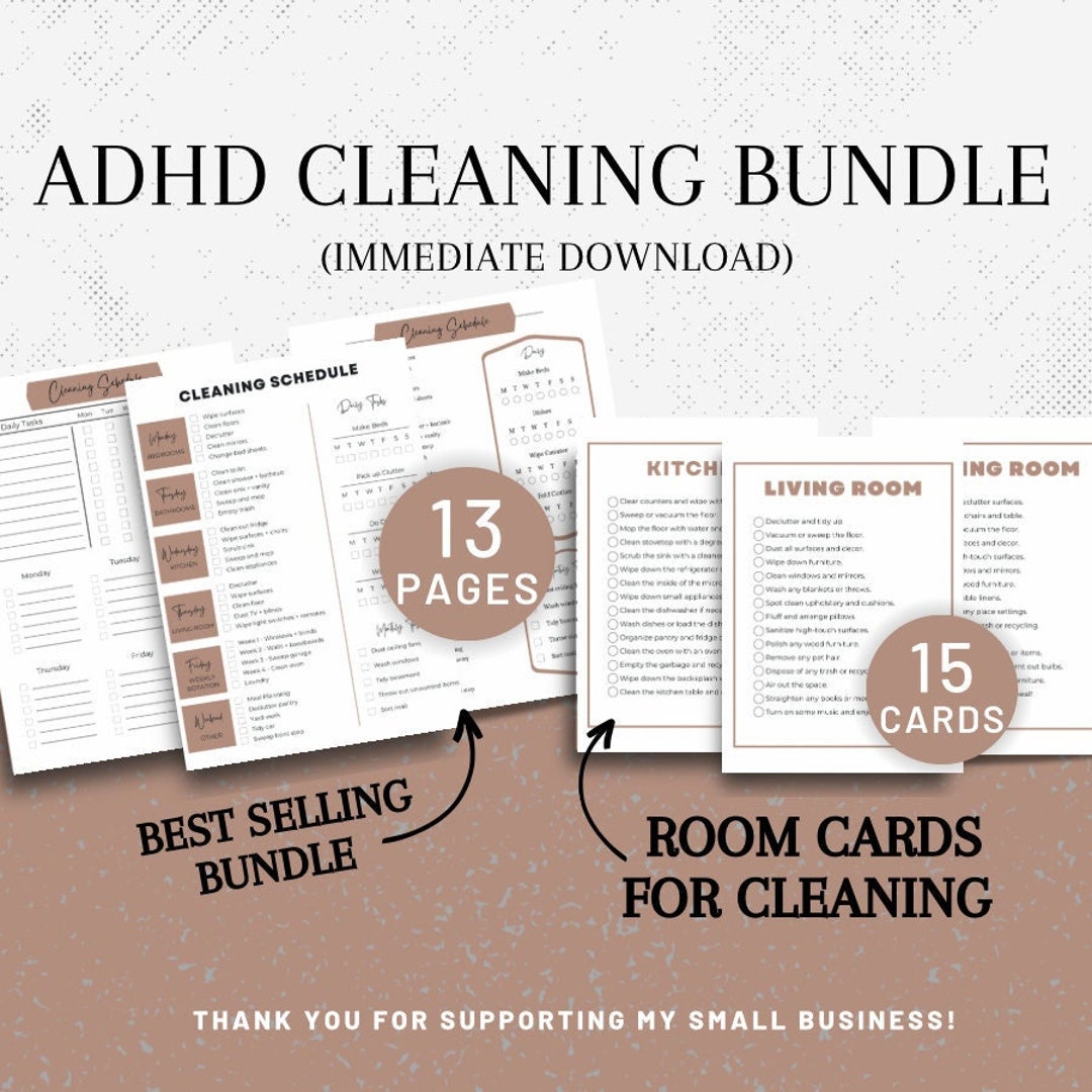ADHD Cleaning Checklist Room Cleaning Cards for ADHD ADHD Cleaning Tips ...