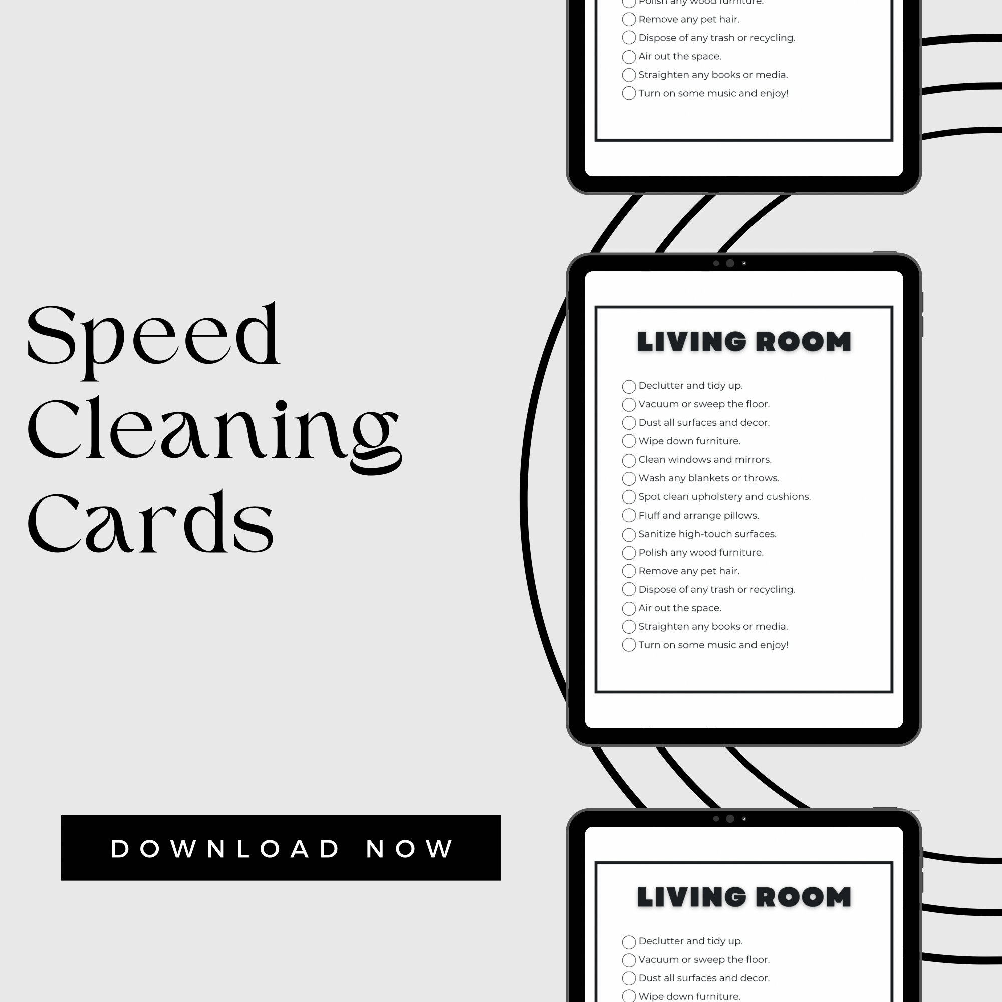 ADHD Digital Cleaning Checklists Cards Bundle Speed Cleaning Cards Deep ...