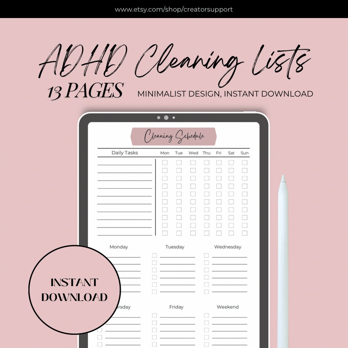 ADHD Cleaning Checklist Goodnotes | Goodnotes Cleaning List | ADHD ...