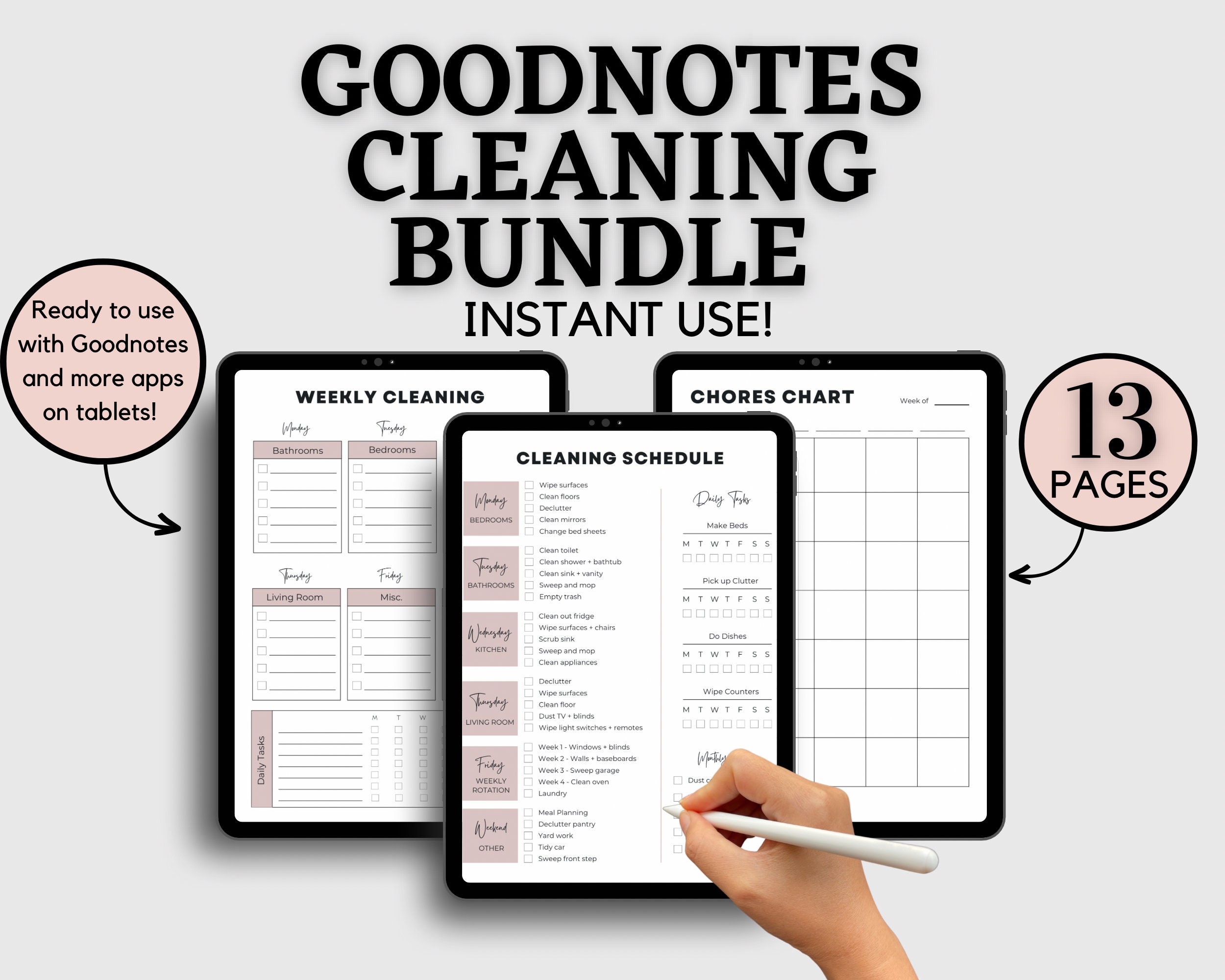 Digital ADHD Cleaning Lists for Ipads Tablets, Goodnotes Compatible PDF ...