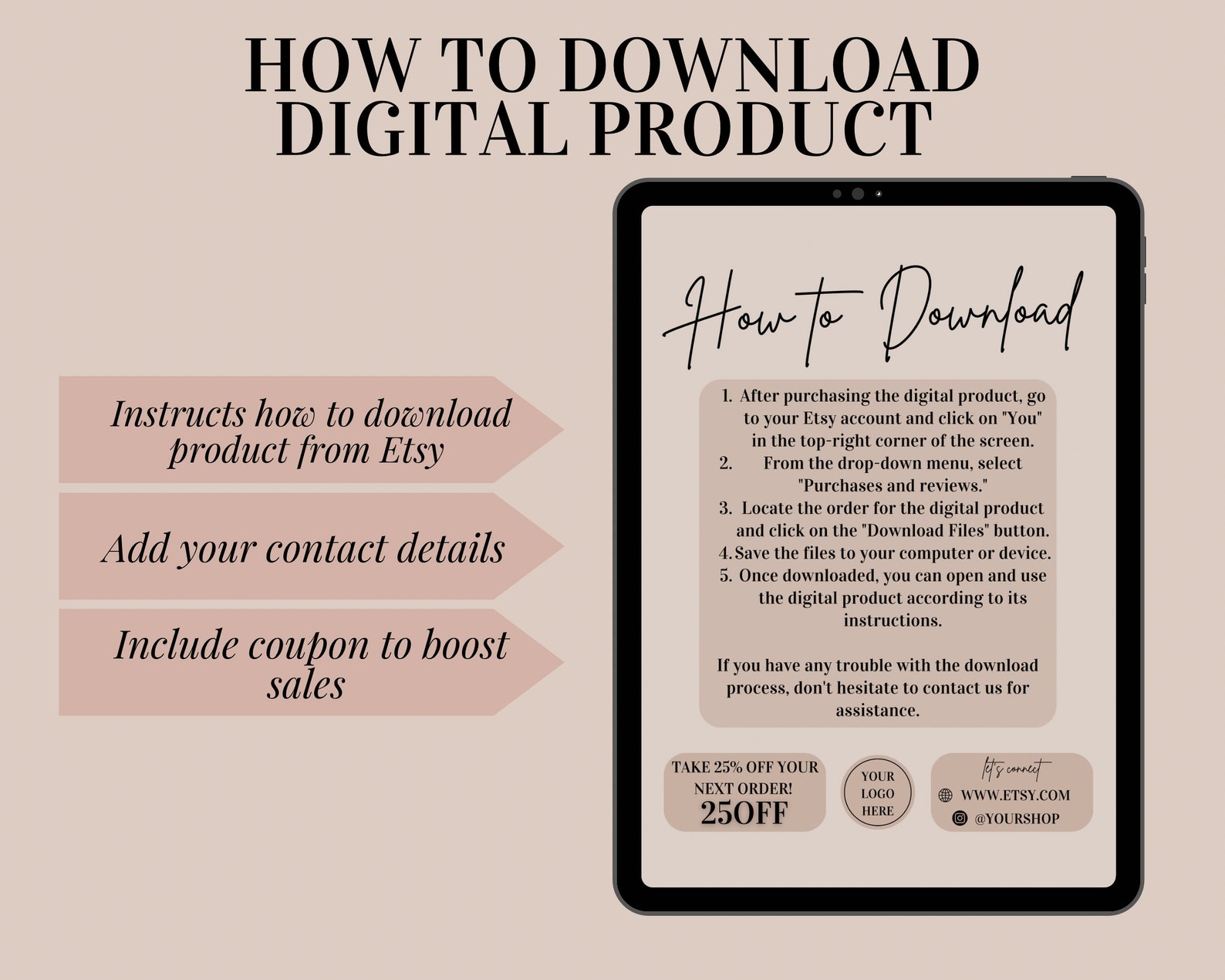Etsy Digital Product Templates, Thank You Note for Digital Downloads ...